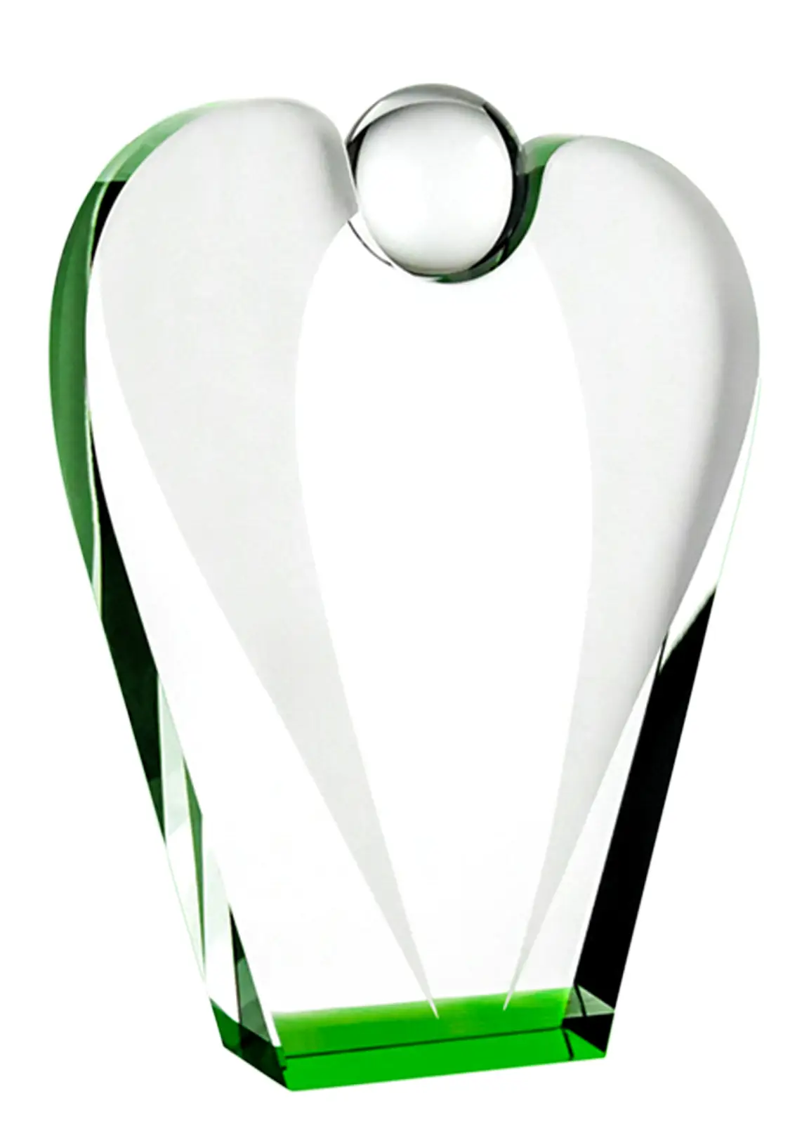 Green and Clear Angel Crystal Award - SilverTrophy