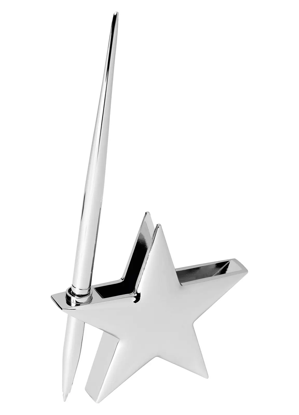 Star Pen & Business Card Holder - SilverTrophy