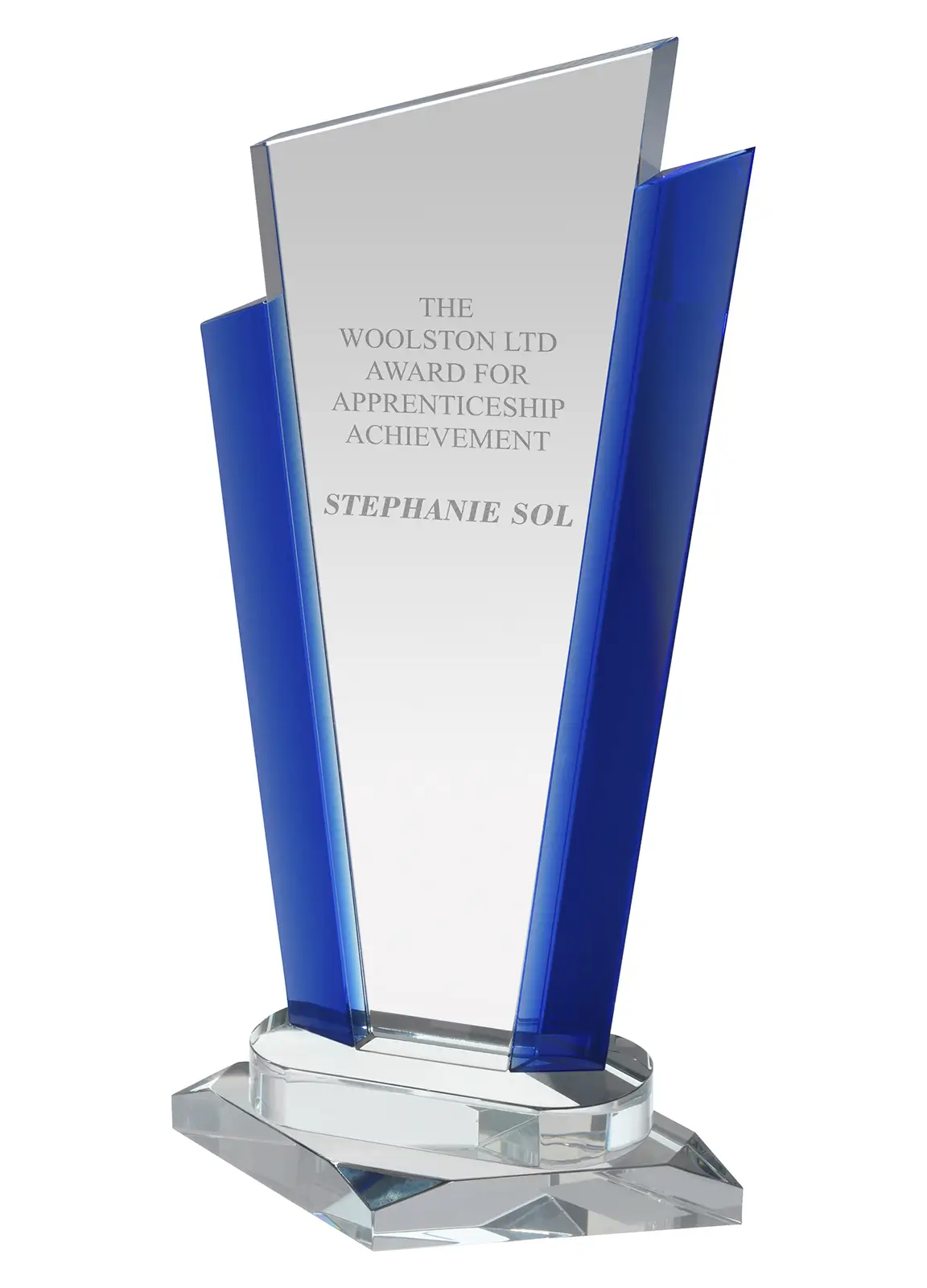 Angle Clear & Blue Optical Crystal Award - SilverTrophy