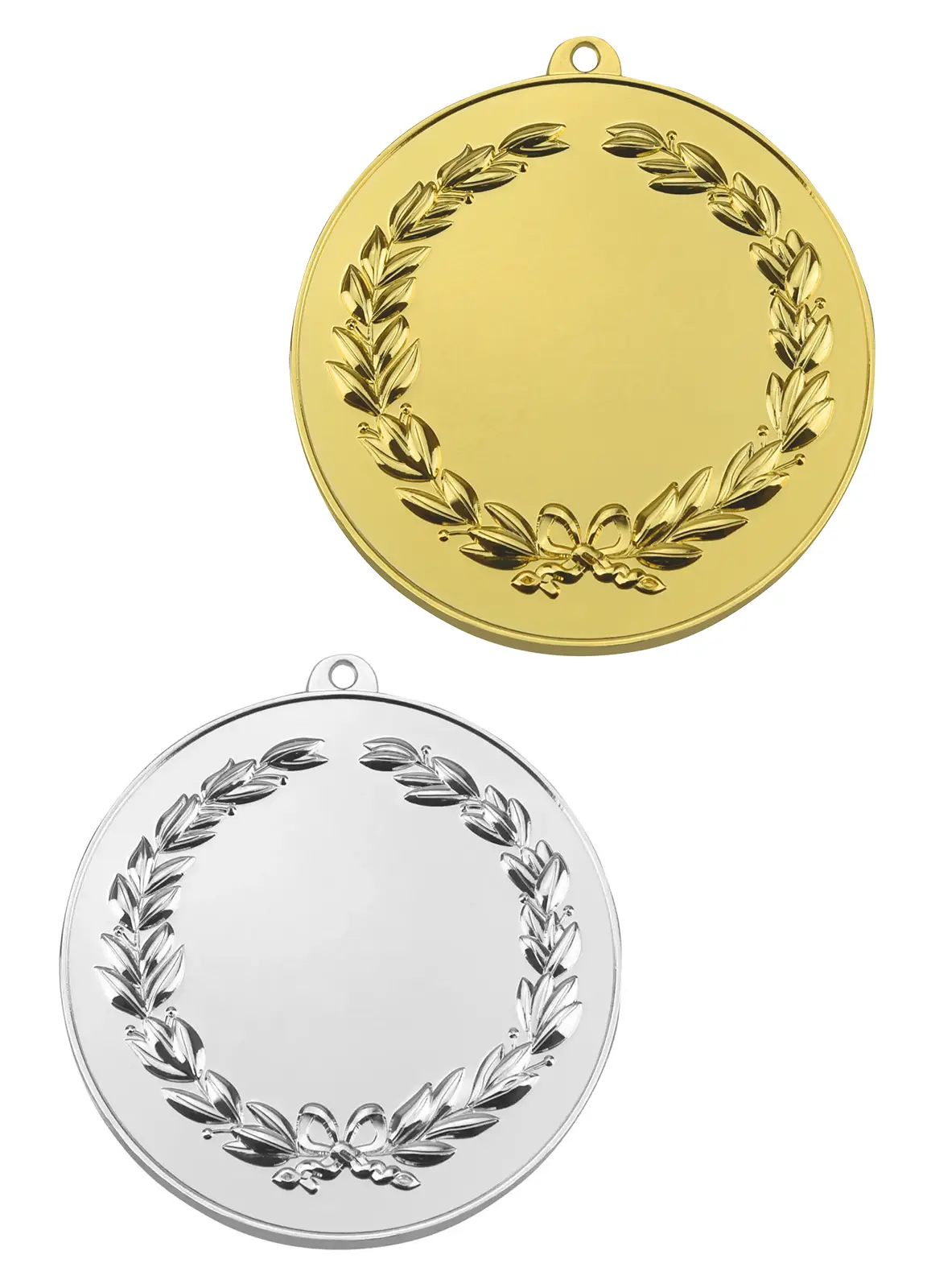 Shiny Gold & Silver Laurel Wreath Medals With Loop - SilverTrophy