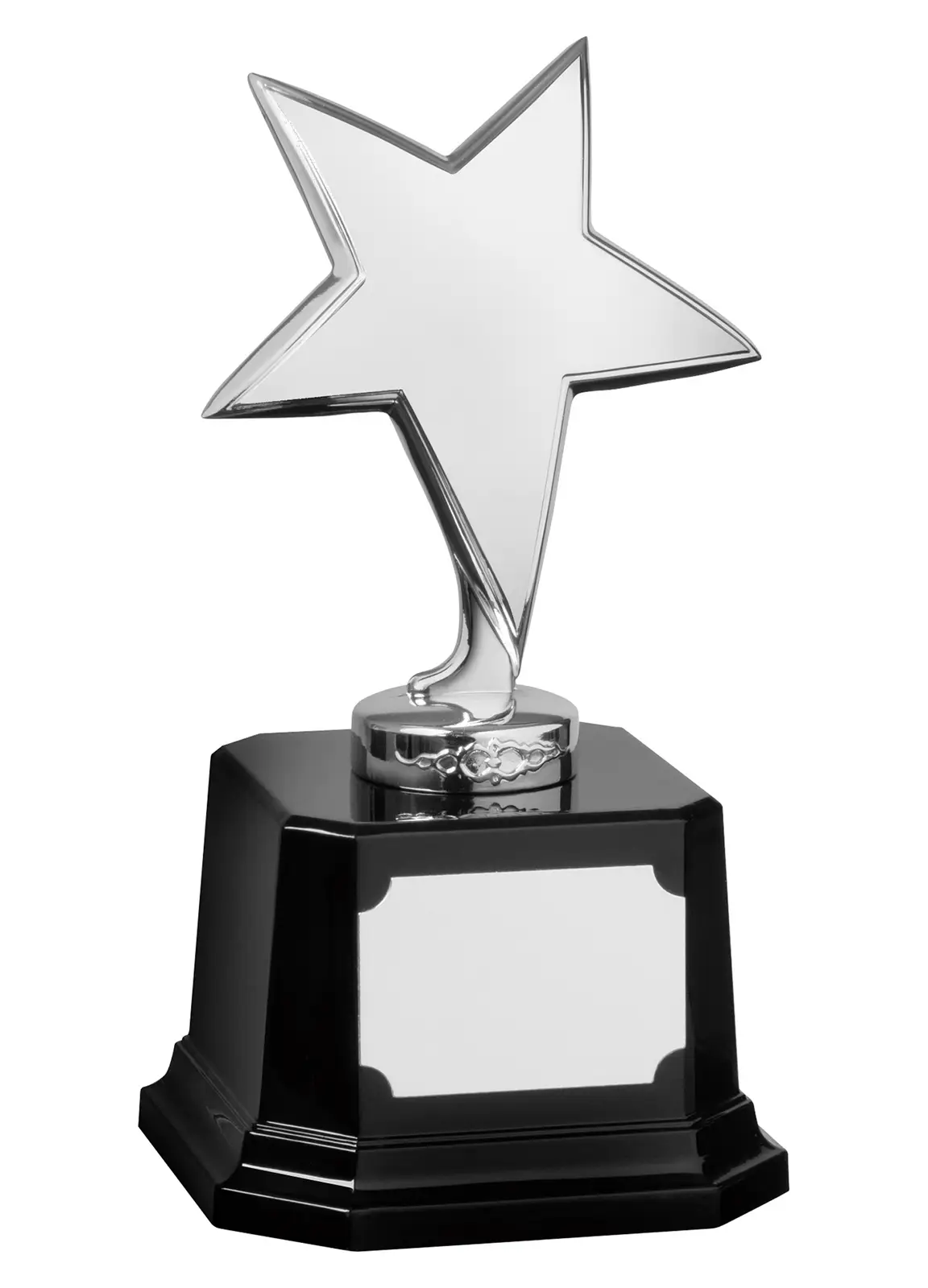 Silver Star Award on Black Base - SilverTrophy