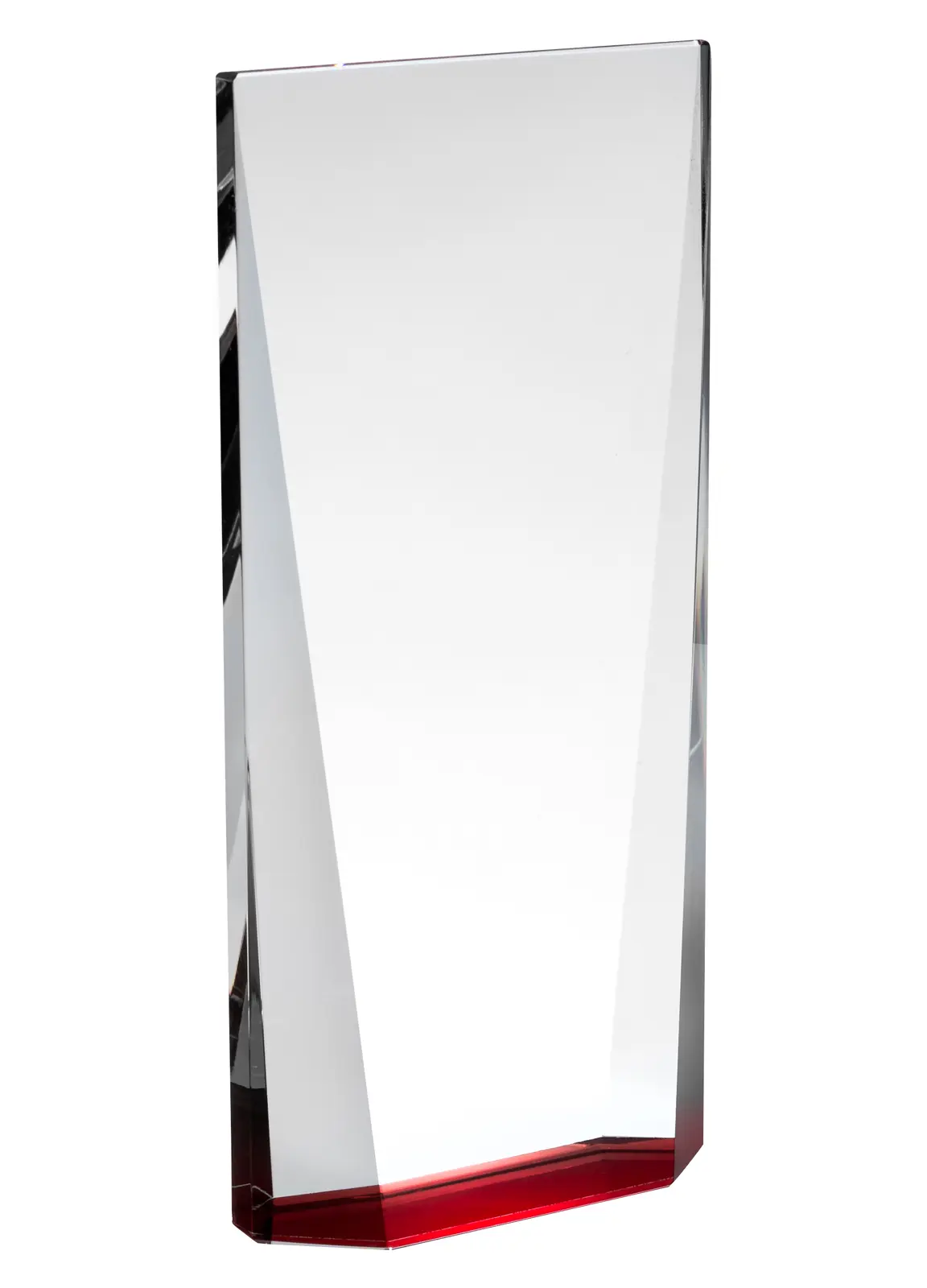 Red & Clear Crystal Block Award - SilverTrophy